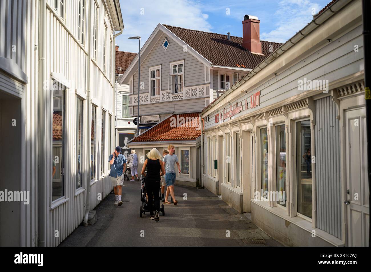 A narrow street in the centre of the well kept and charming seaside ...