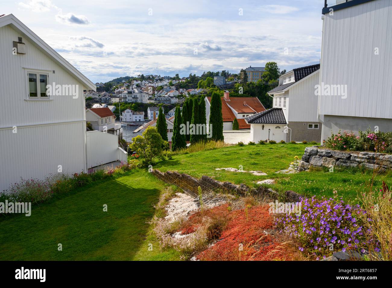 The well kept and charming seaside town of Kragero on the south coast ...