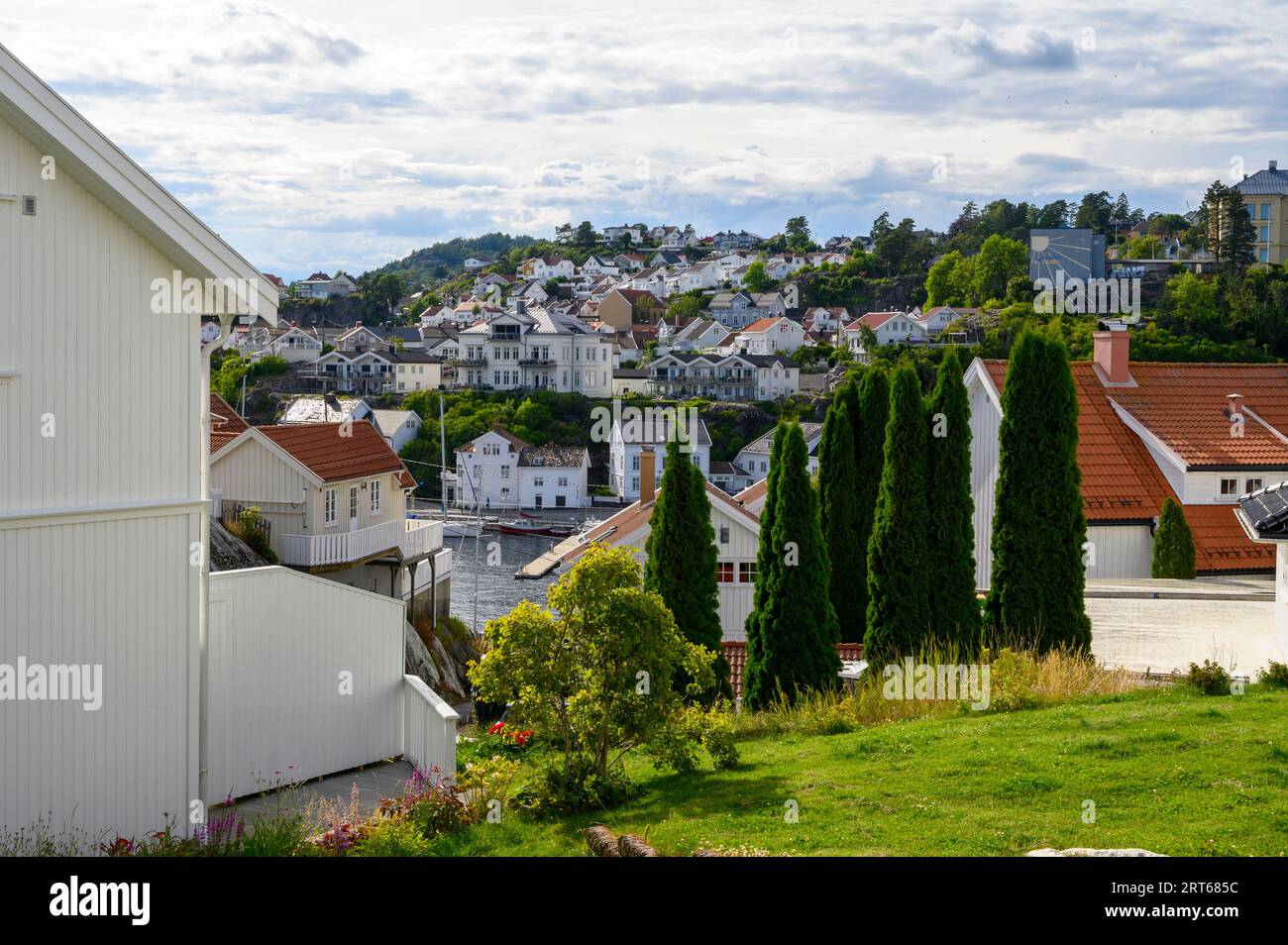 The well kept and charming seaside town of Kragero on the south coast ...