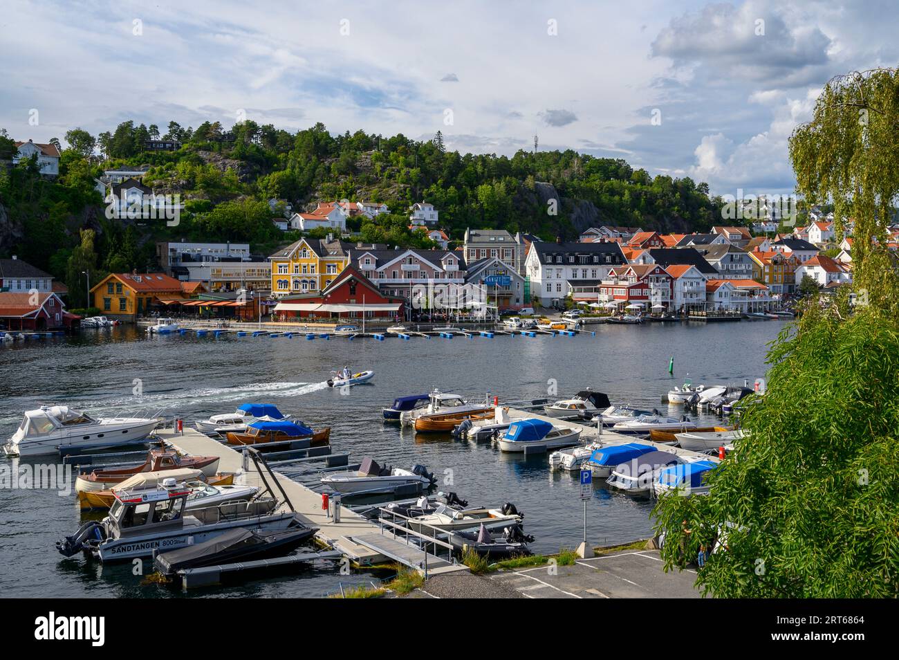 Leisure boat marina and wooden houses in the well-kept and charming ...