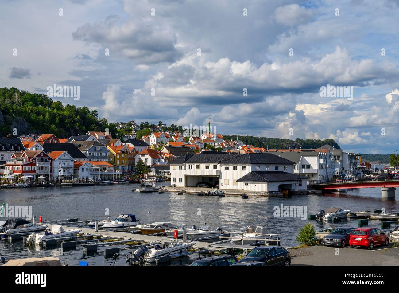 Leisure boat marina and wooden houses in the well-kept and charming ...