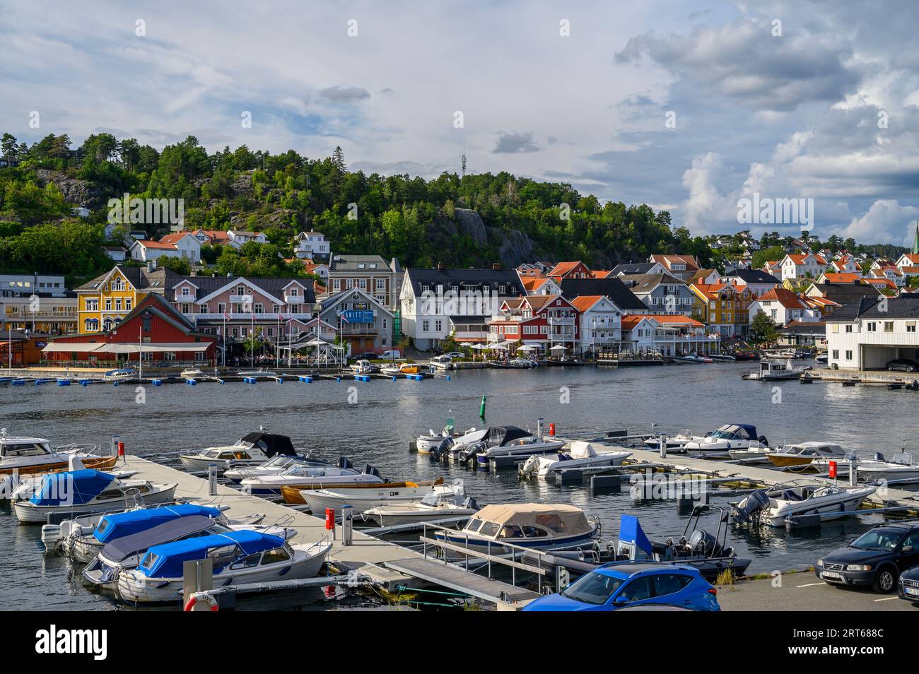 Leisure boat marina and wooden houses in the well-kept and charming ...