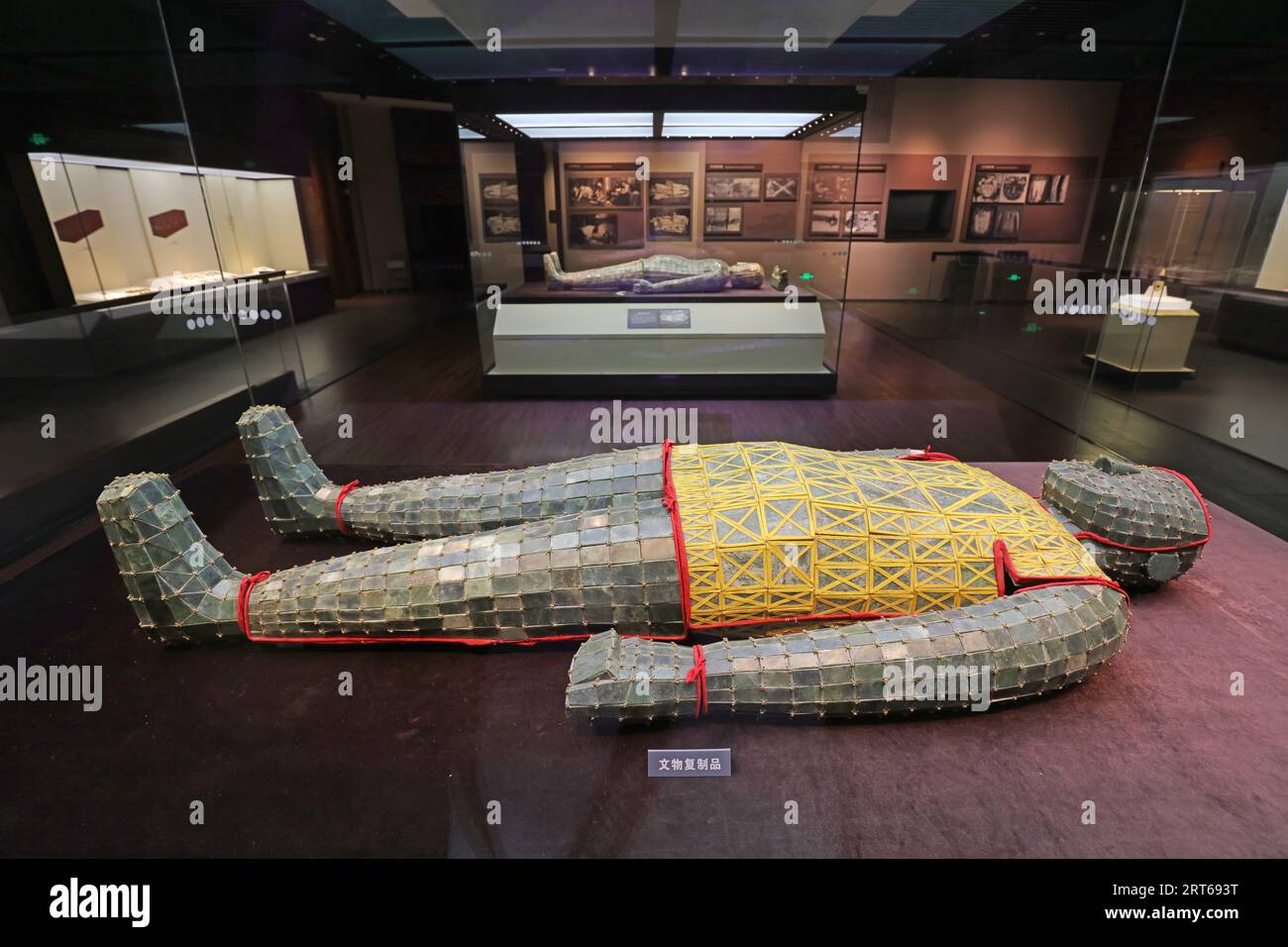 Shijiazhuang City - July 26, 2017: Jade clothes sewn with gold wire ...