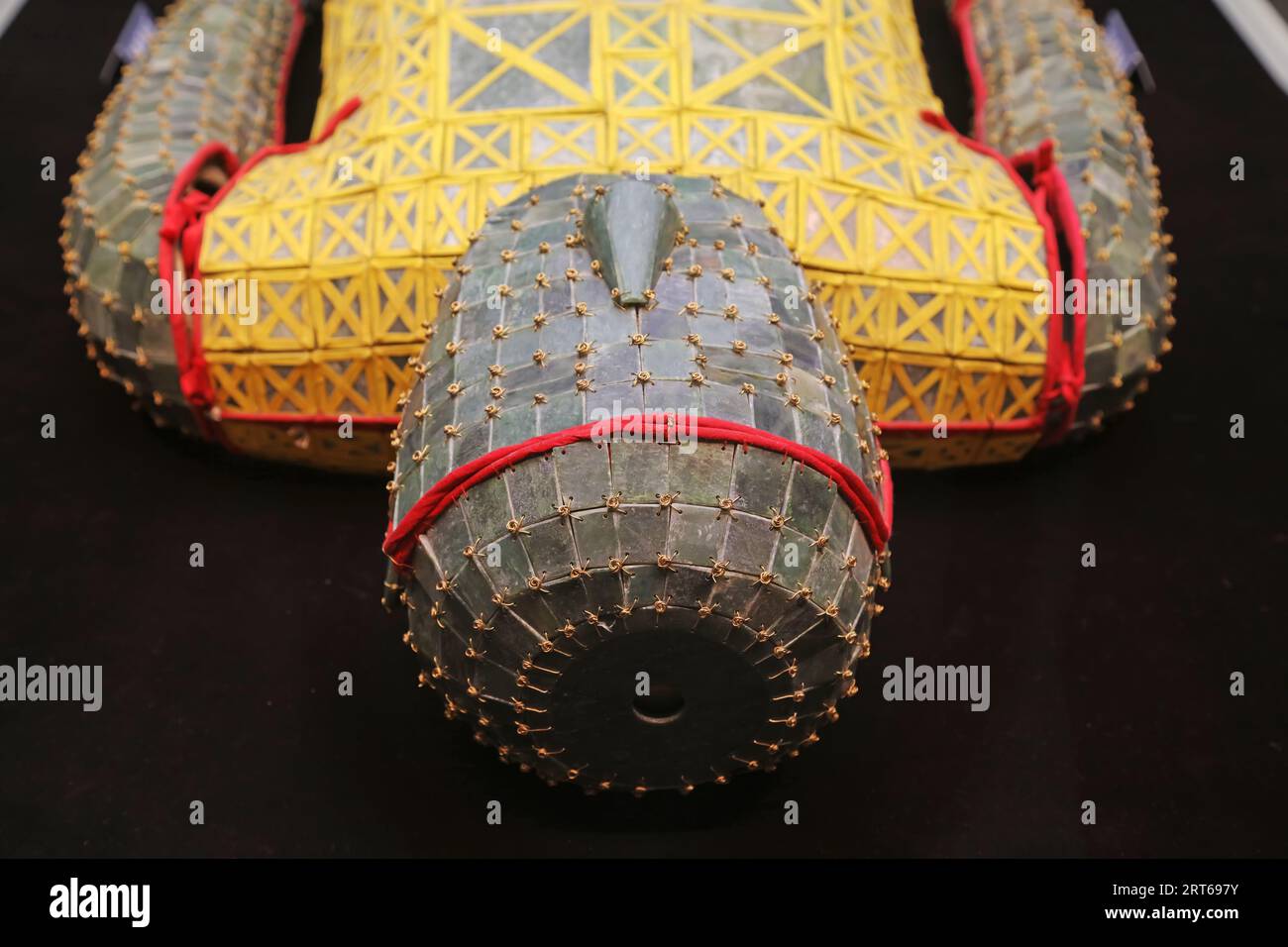 Shijiazhuang City - July 26, 2017: Jade clothes sewn with gold wire ...