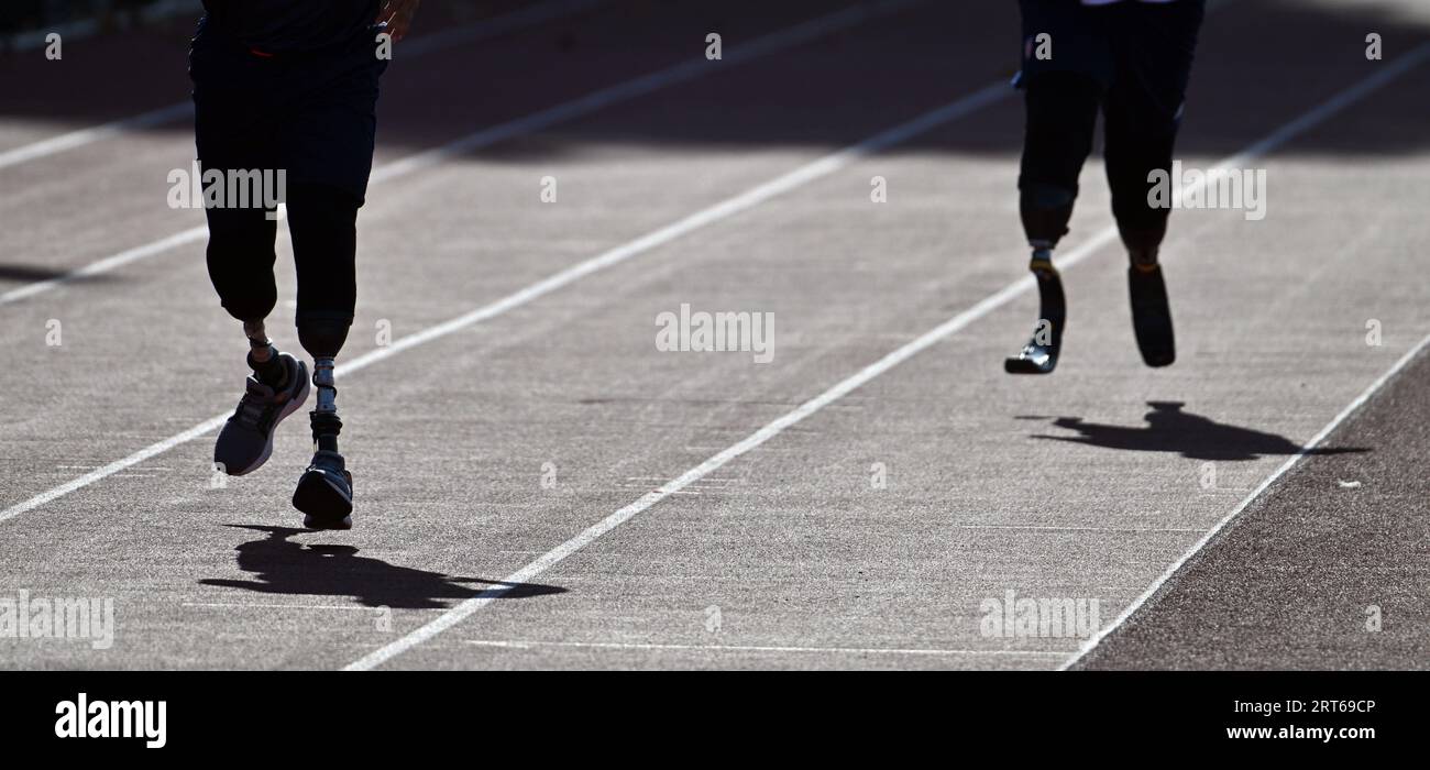 Duesseldorf, Germany. 11th Sep, 2023. Runners race in the 200 meter ...
