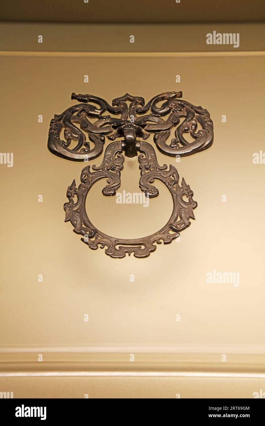 Silver Door Rings in Ancient China, Precious Historical Relics Stock ...