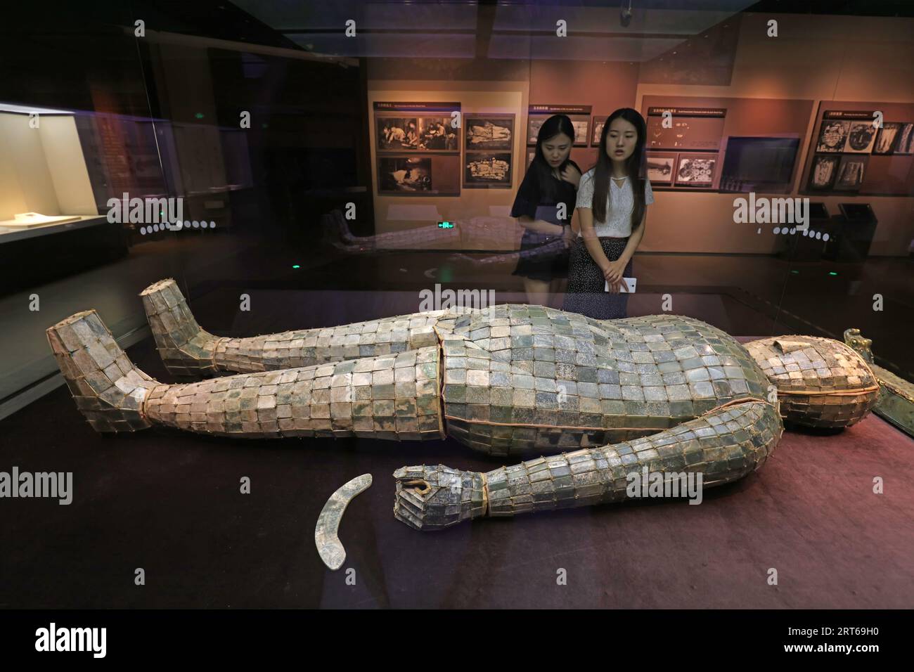 Shijiazhuang City - July 26, 2017: Jade clothes sewn with gold wire ...