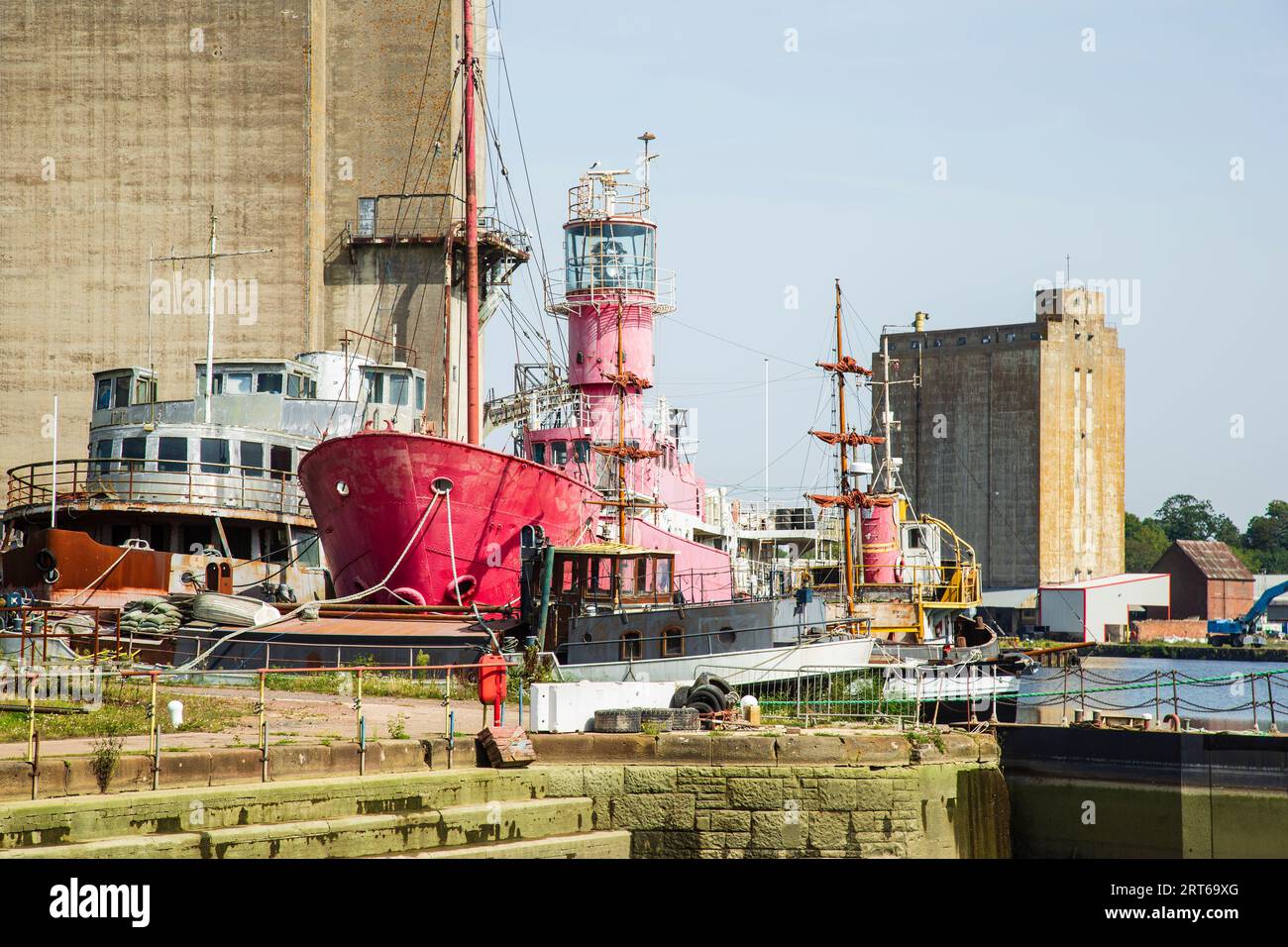Sharpness dock and shipyard, with silo and derelict ships Stock Photo ...