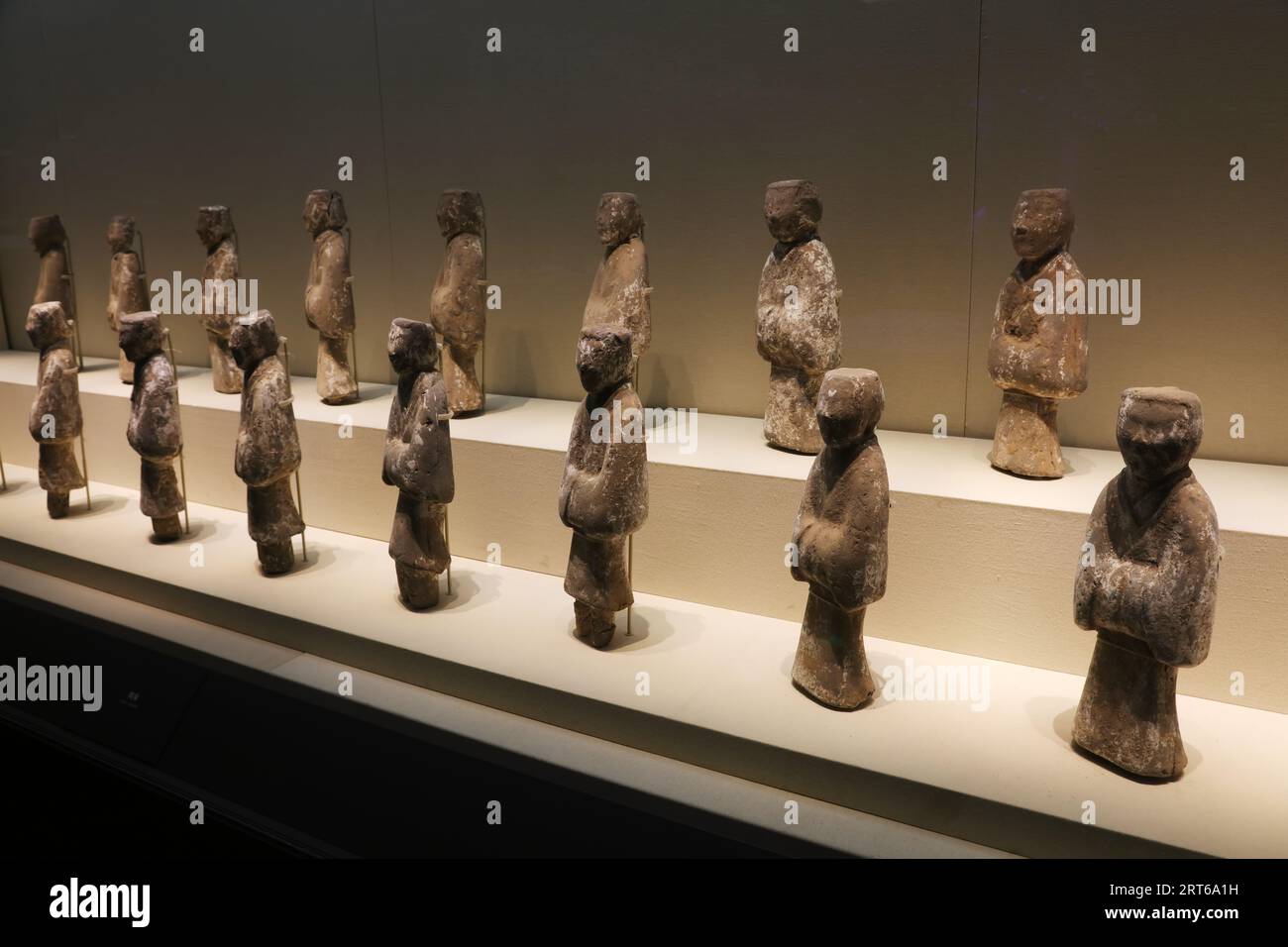 Chinese ancient ceramic figure sculpture, unearthed cultural relics ...