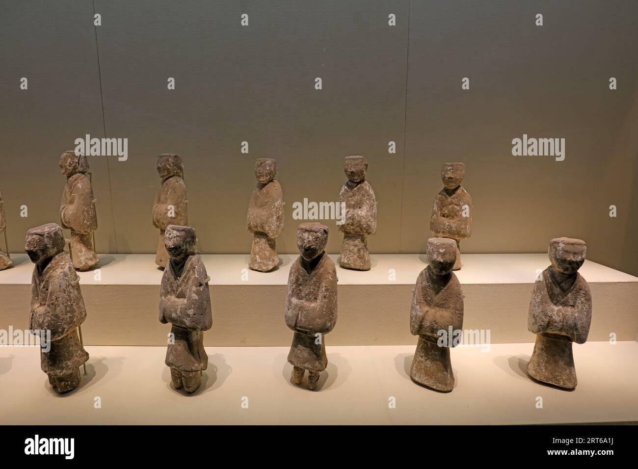 Chinese ancient ceramic figure sculpture, unearthed cultural relics ...