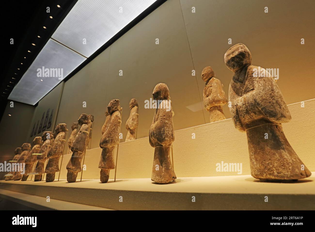 Chinese ancient ceramic figure sculpture, unearthed cultural relics ...