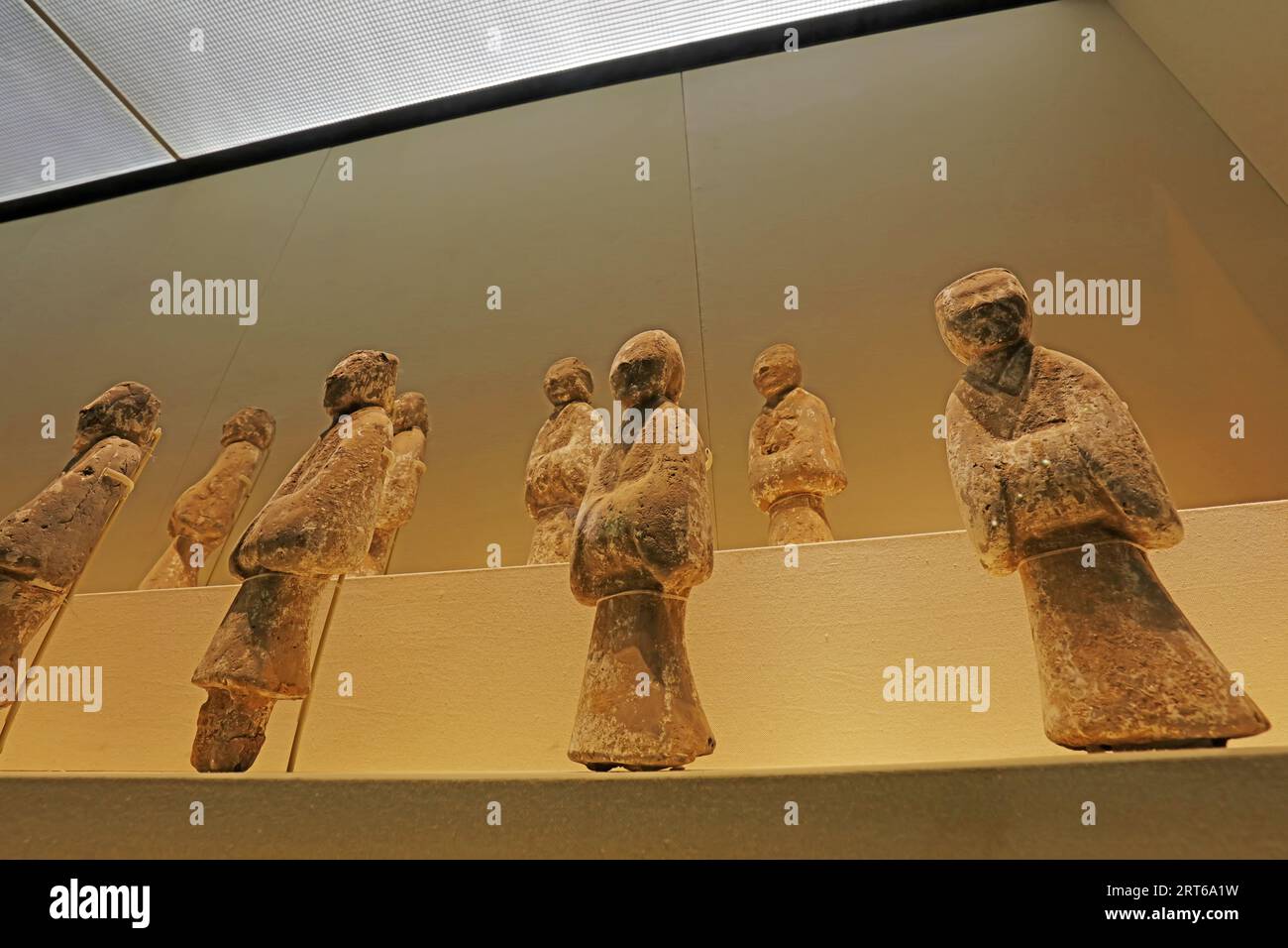 Chinese ancient ceramic figure sculpture, unearthed cultural relics ...