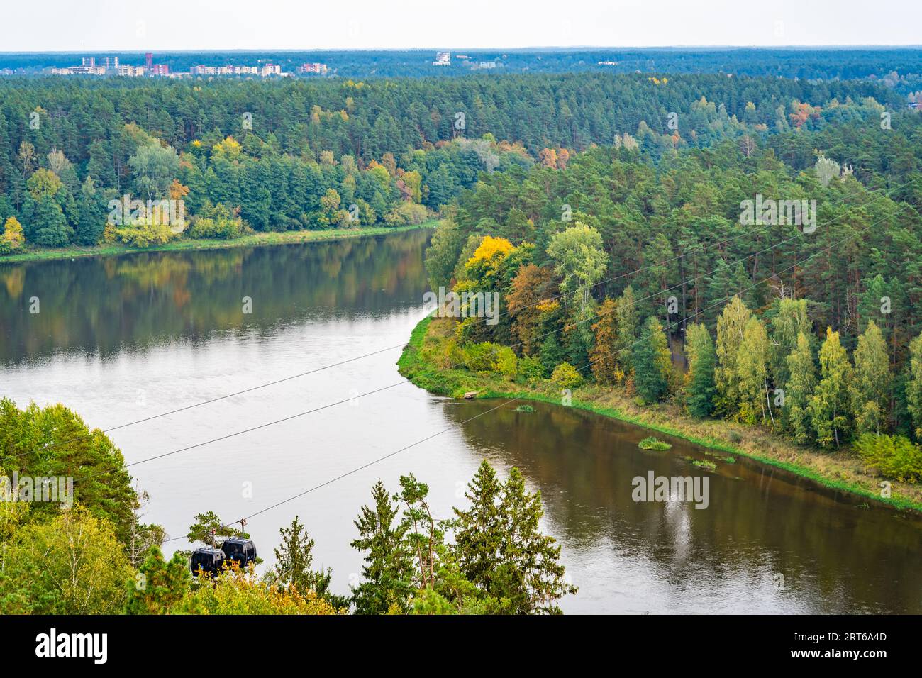 Neman or Nemunas River and Fall Foliage from Above, Druskininkai ...