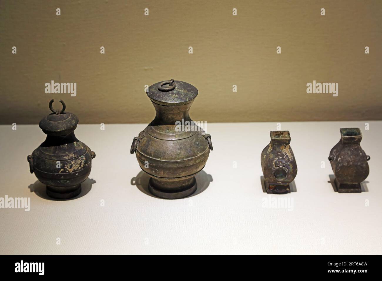 Ancient Chinese bronze utensils, unearthed cultural relics Stock Photo ...