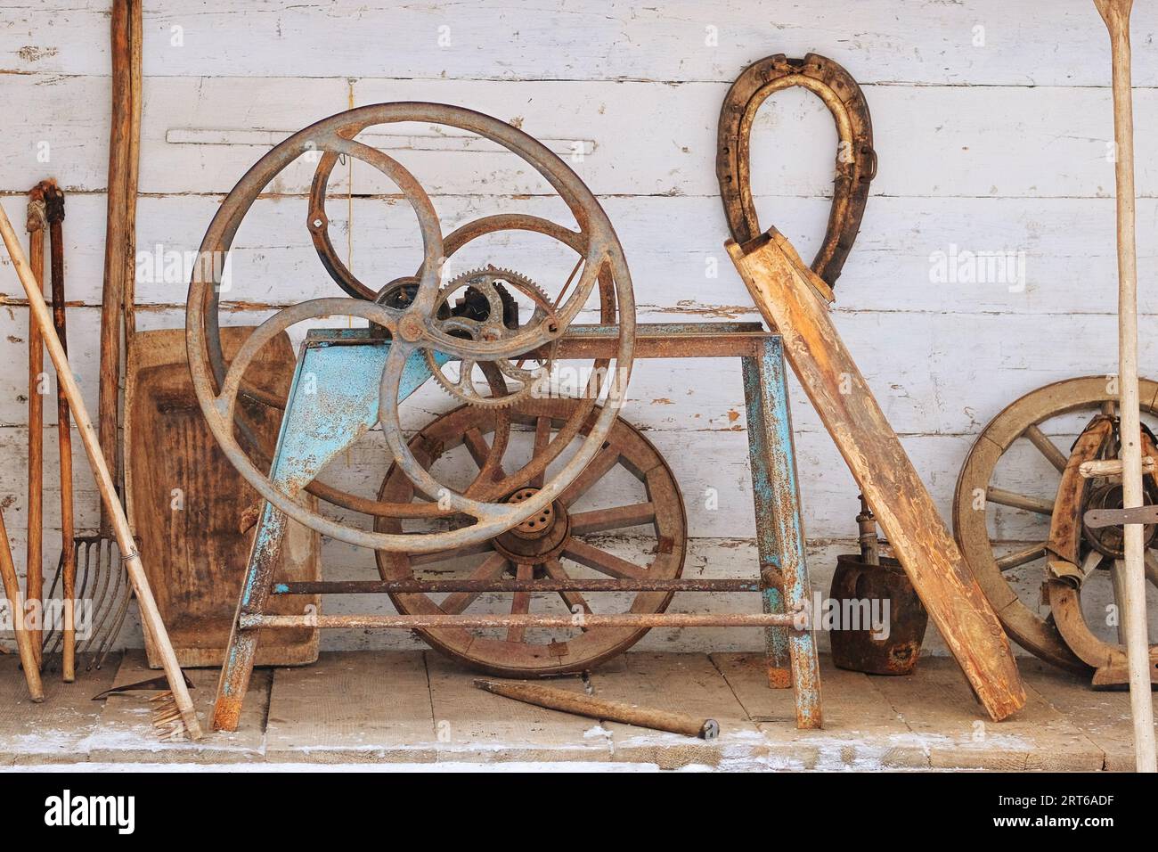 Authentic tools in the house in the vintage style. Installation in ...