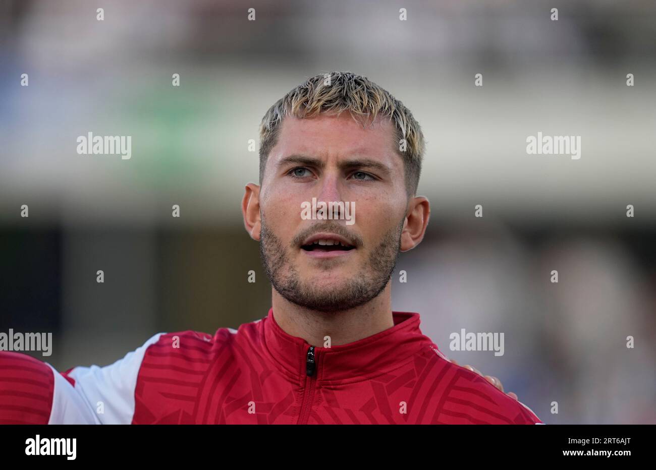 September 10 2023: Jonas Wind (Denmark) looks on during a Group H EURO ...