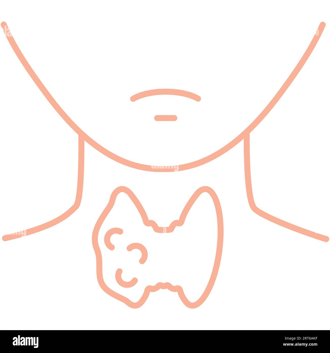 Thyroid gland organ on body silhouette line icon Stock Vector Image ...