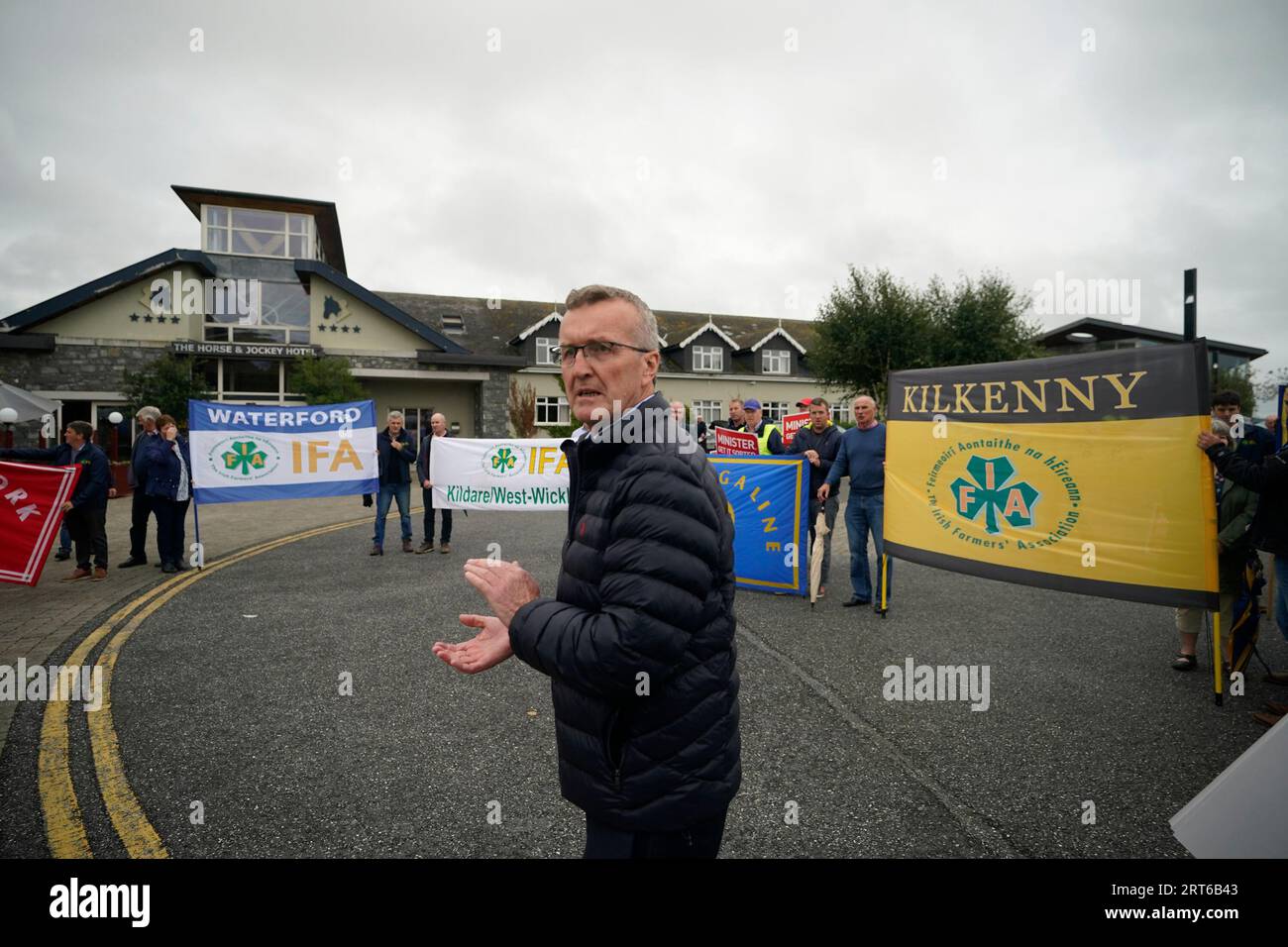 President of the Irish Farmers Association Tim Cullinan, speaks to ...