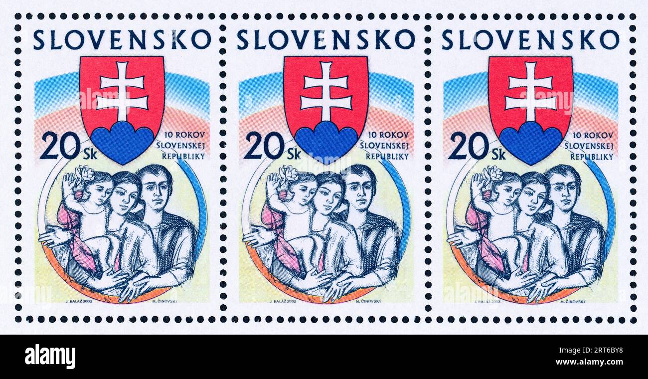 10th Anniversary of the Slovak Republic. Postage stamp issued in ...