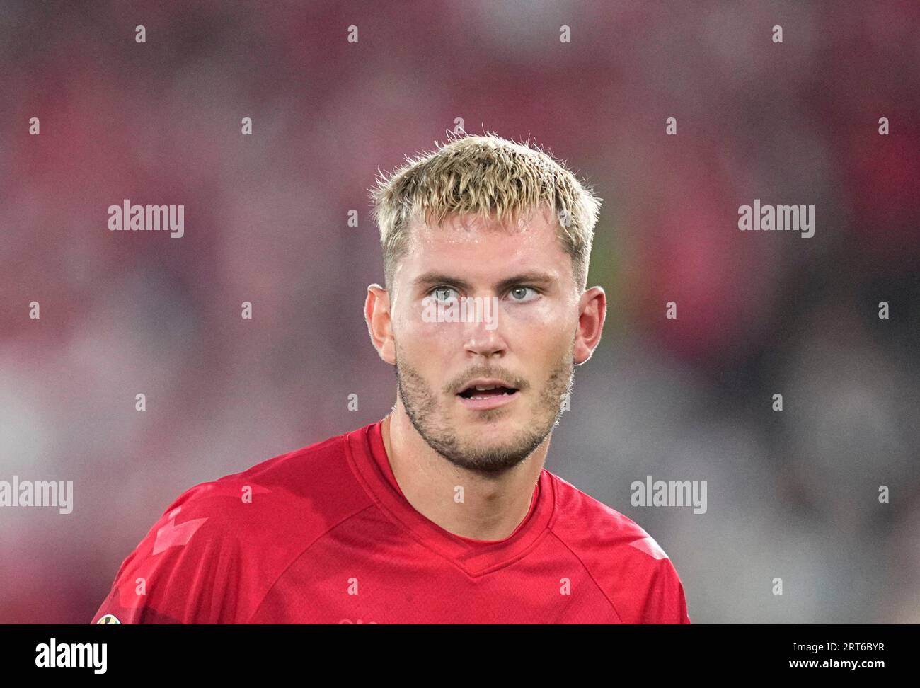 September 10 2023: Jonas Wind (Denmark) looks on during a Group H EURO ...