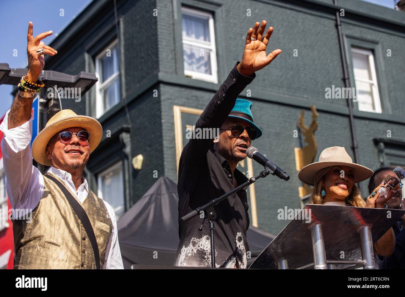 London, UK. 9th September, 2023. Howard Hewett (l), Jeffrey Daniel (c ...