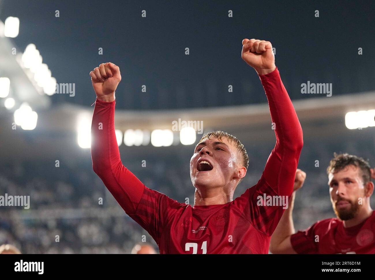 September 10 2023: Rasmus HÃ¸jlund (Denmark) post game celebration during a Group H EURO 2024 ...