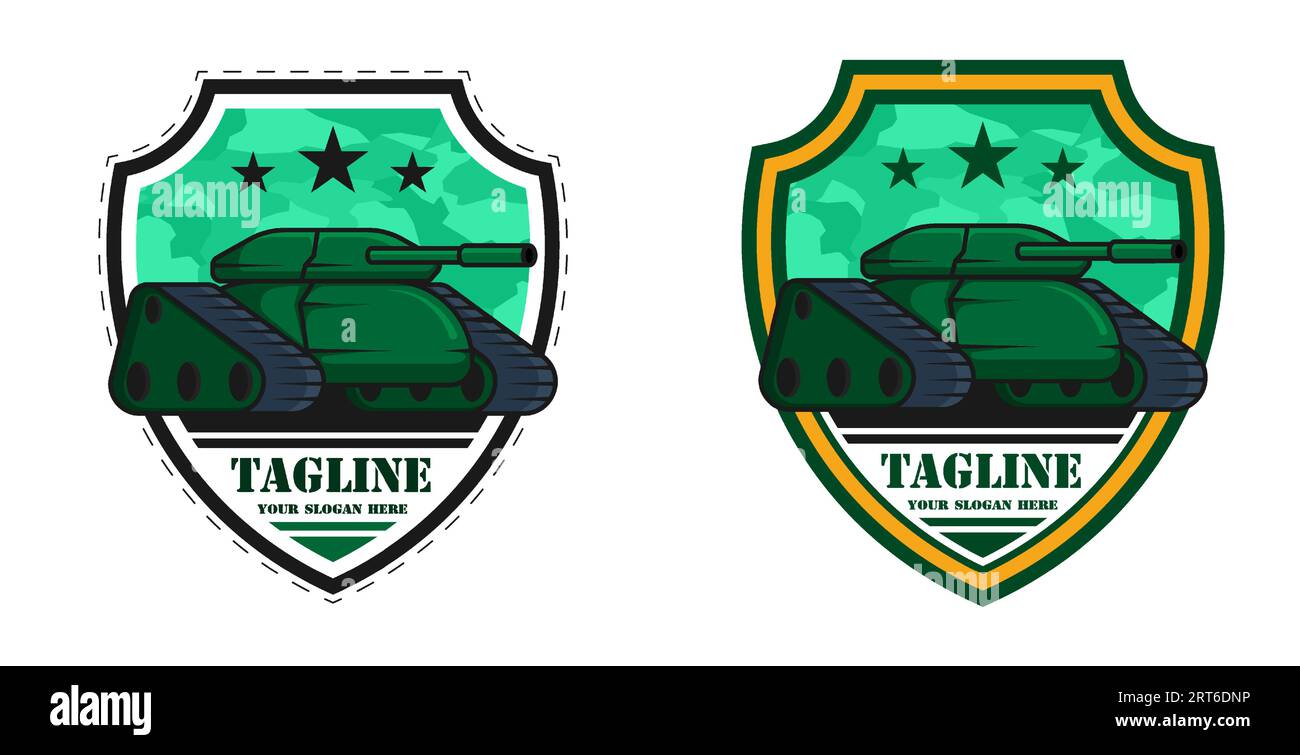Emblem of a tank forces officer soldier. Combat army track tank with ...