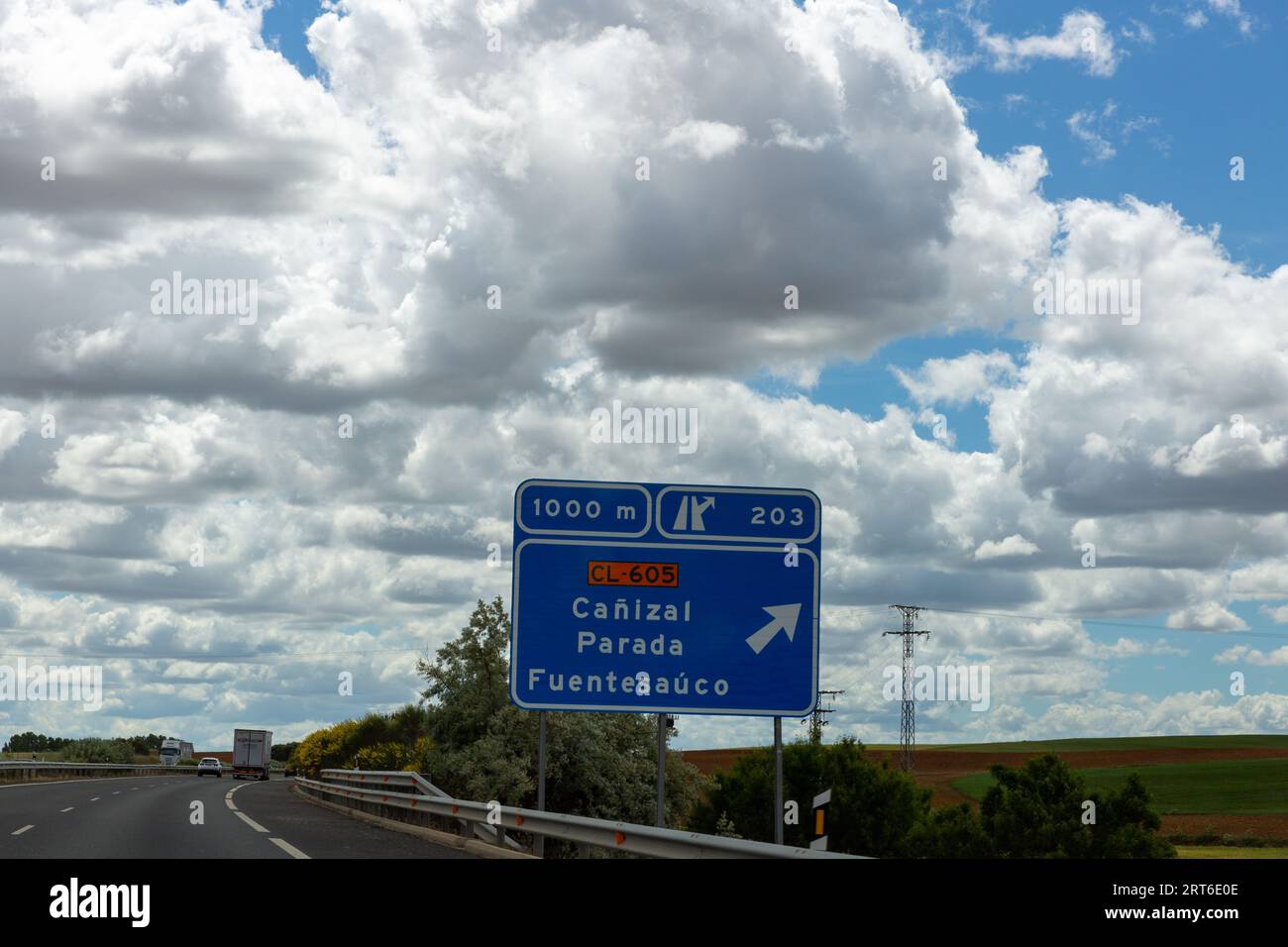 Motorway Signs, Spanish motorway, Spain Stock Photo - Alamy
