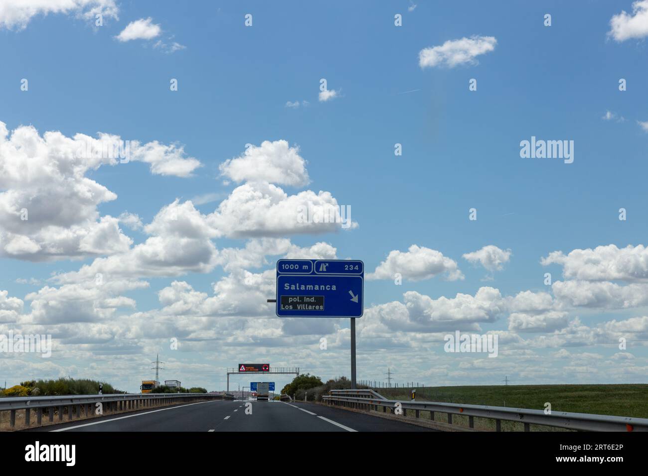 Motorway Signs, Spanish motorway, Spain Stock Photo - Alamy