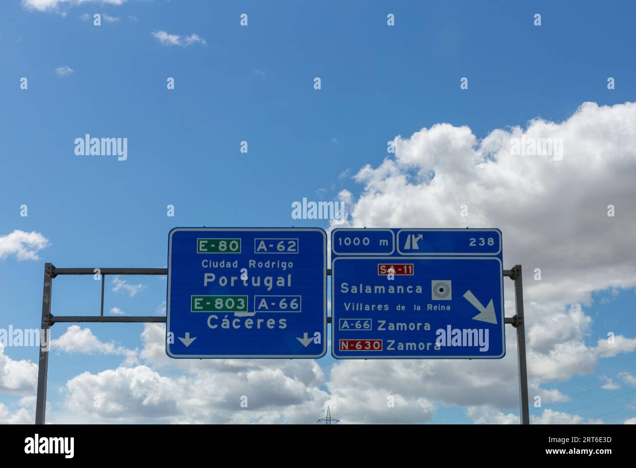 Motorway Signs, Spanish motorway, Spain Stock Photo - Alamy