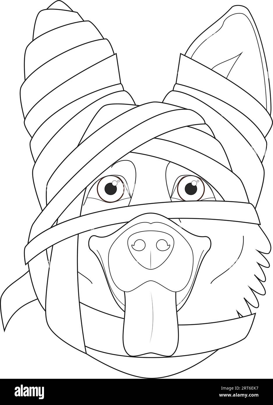 Halloween greeting card for coloring. German Shepherd dog dressed as a ...