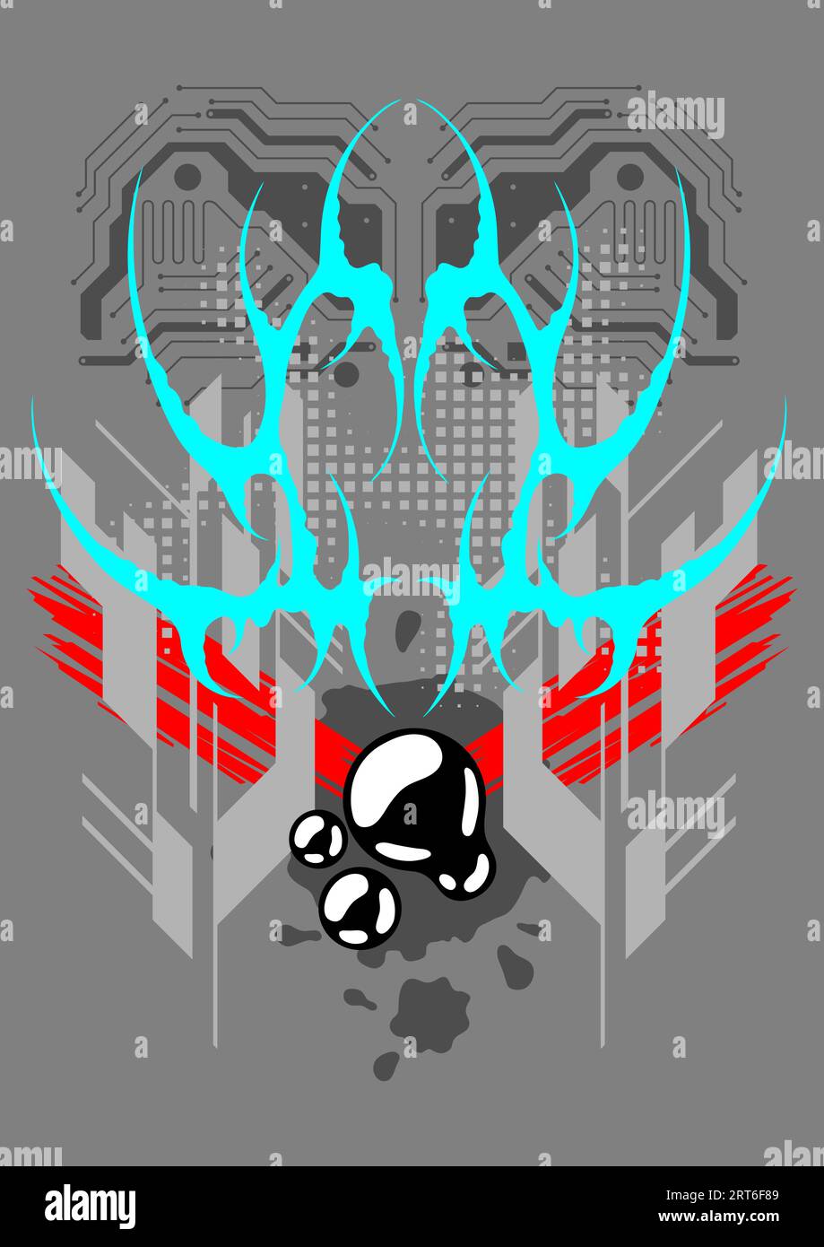 Cyber sigilism poster. Neo tribal gothic style shape Stock Vector Image ...