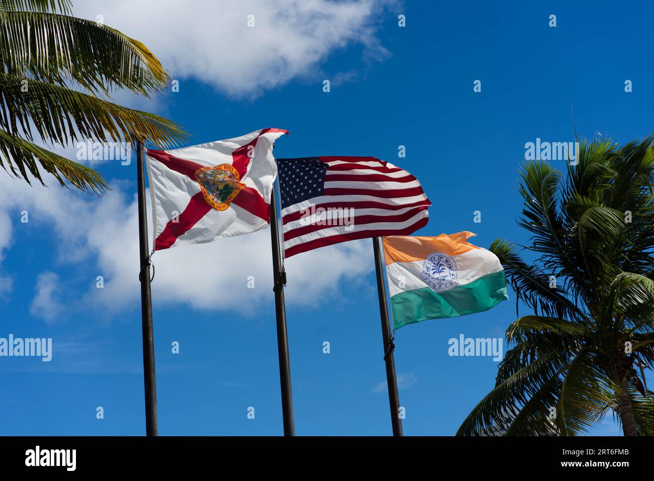 Usa flags in downtown miami hi-res stock photography and images - Alamy