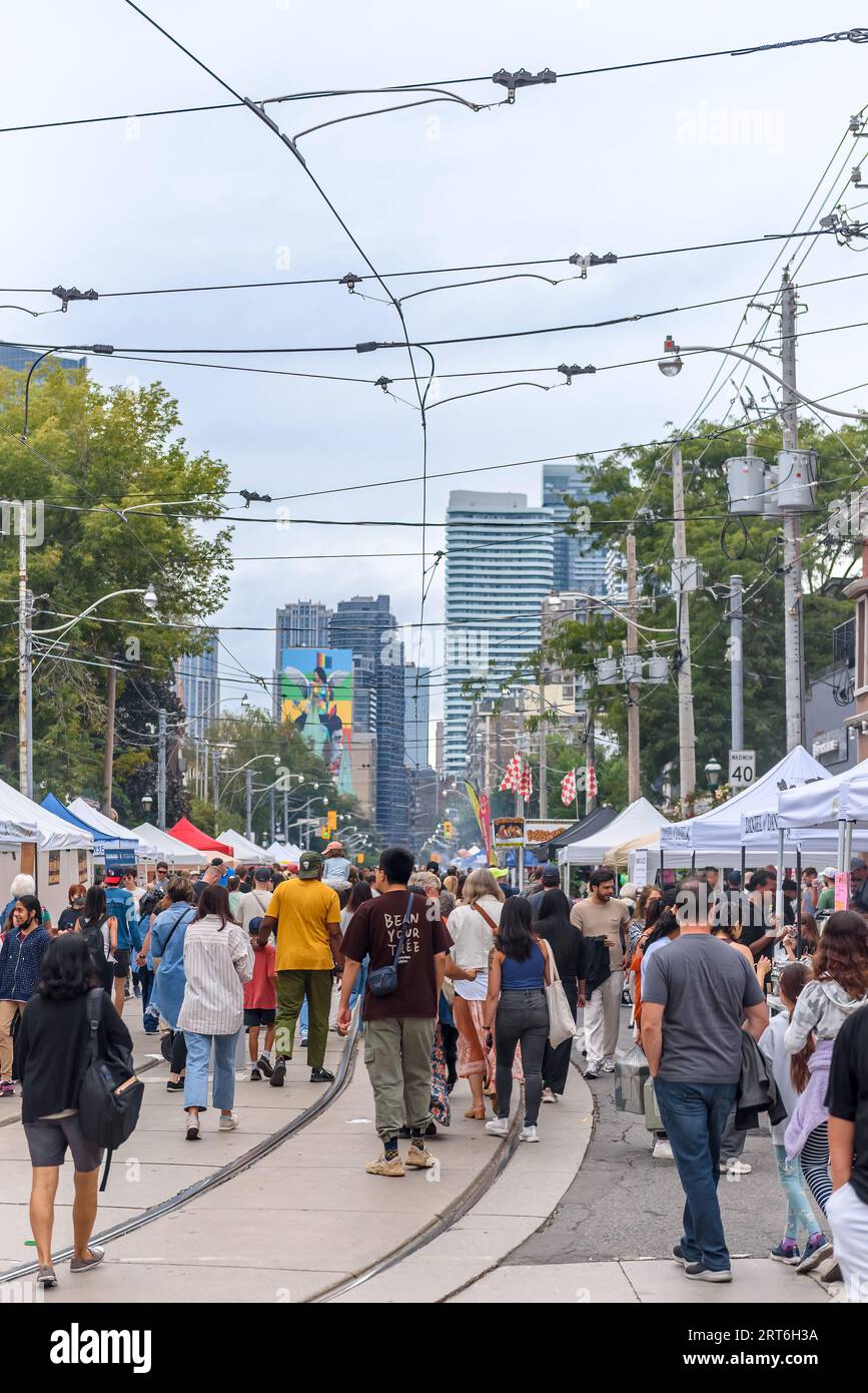 Toronto, Canada, general view of people walking in the Cabbage Town ...