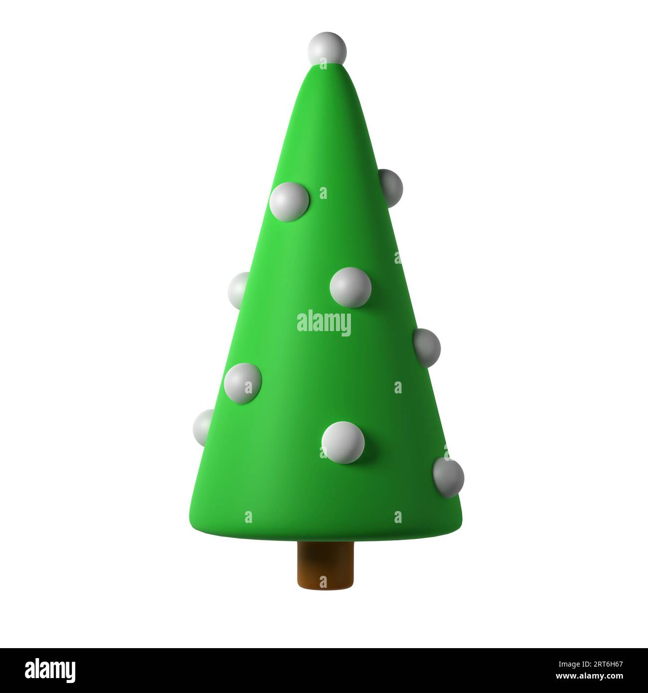 3d cute Christmas tree toy icon with white ball render illustration ...