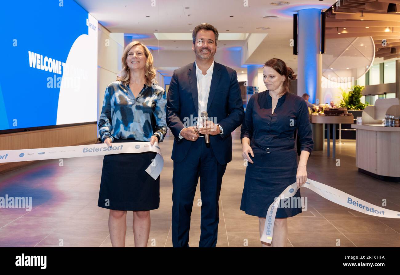 Hamburg, Germany. 11th Sep, 2023. Nicola Lafrentz (l-r), Beiersdorf's ...