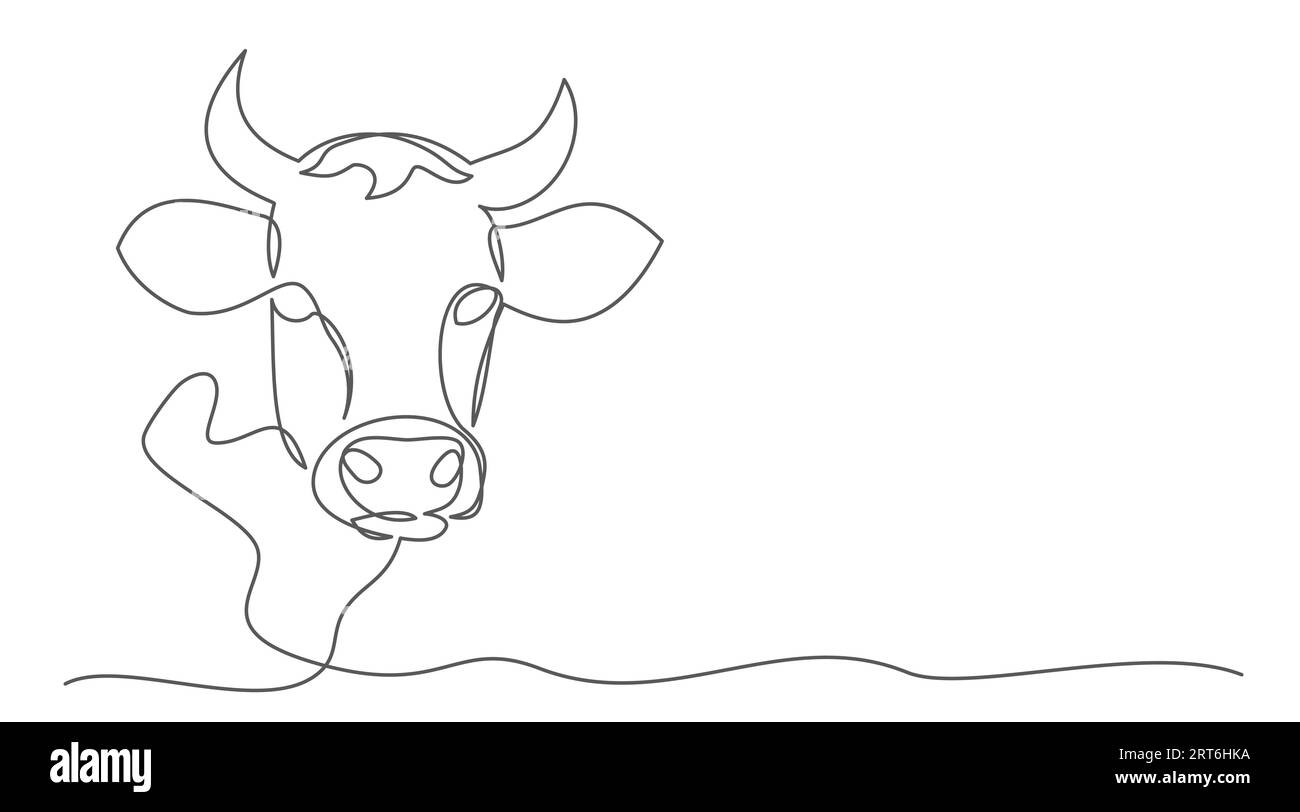 Cow One line drawing on white background Stock Vector Image & Art - Alamy