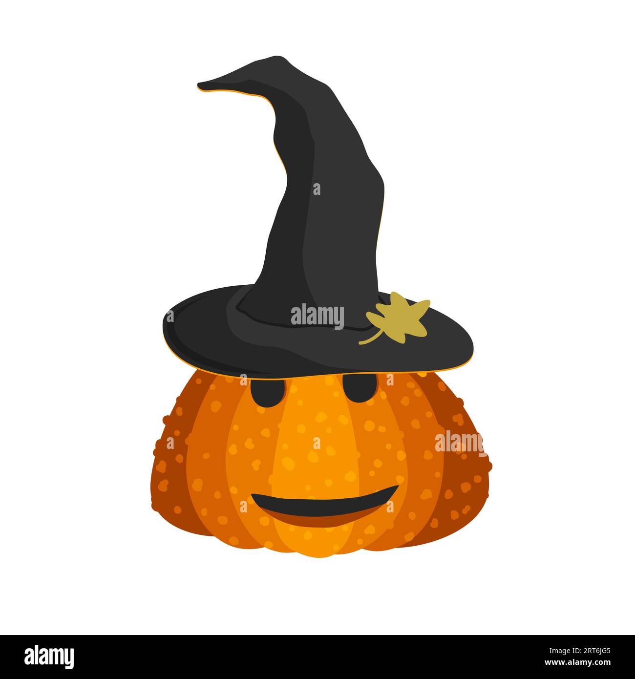 Scary Halloween pumpkin wearing a witch hat isolated on white ...