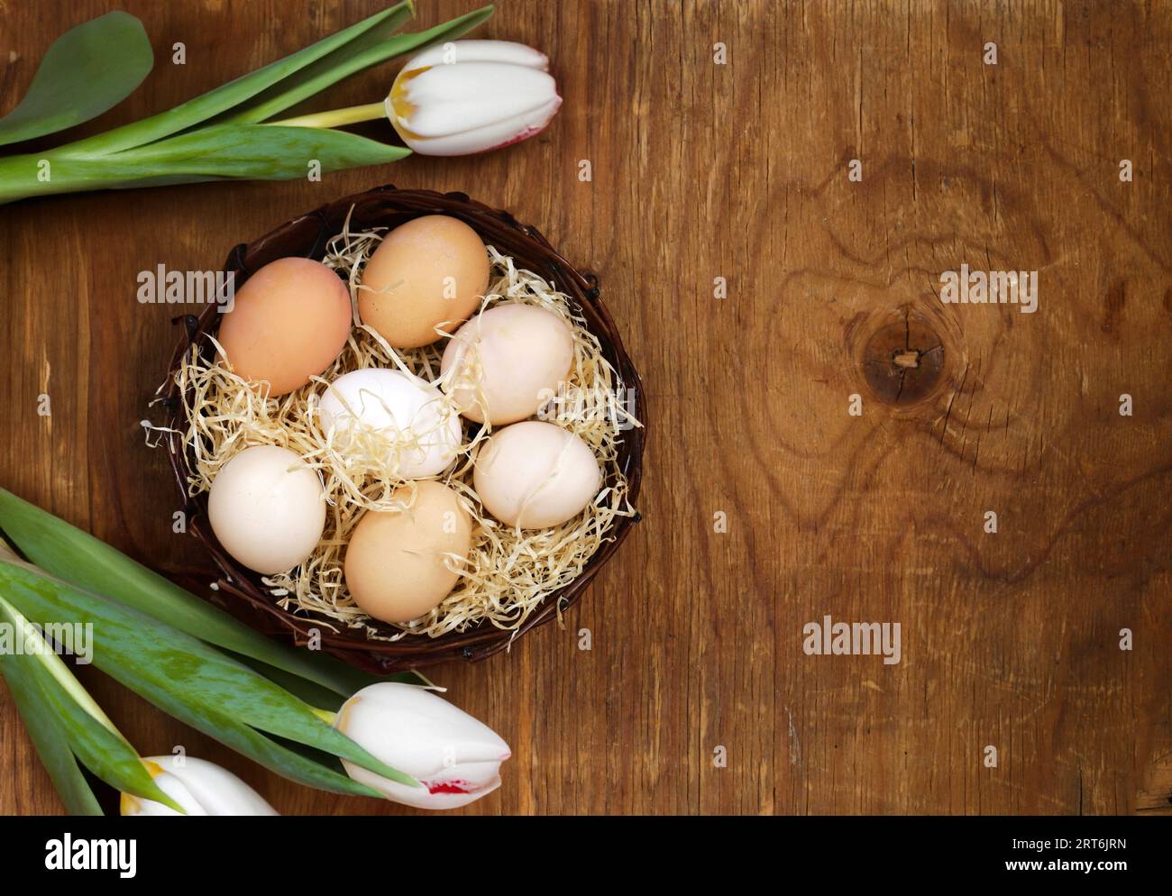 natural organic eggs, rustic style Easter Stock Photo - Alamy