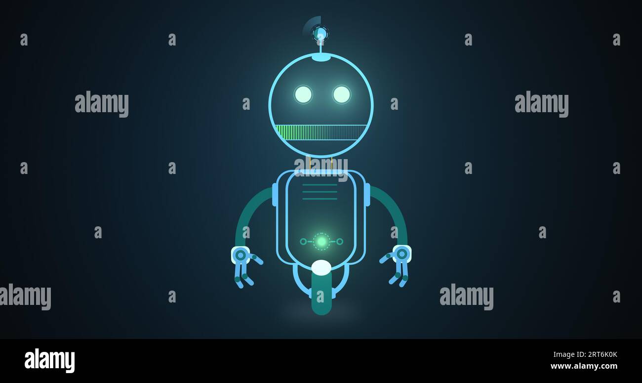 Illustration of ai chat bot and copy space on black background Stock ...