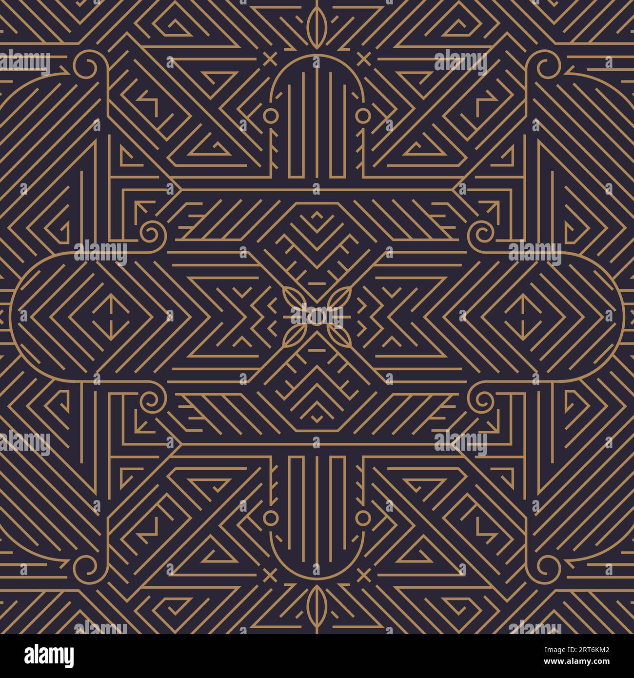 Vector art deco gold black seamless pattern. Geometric line vintage ...