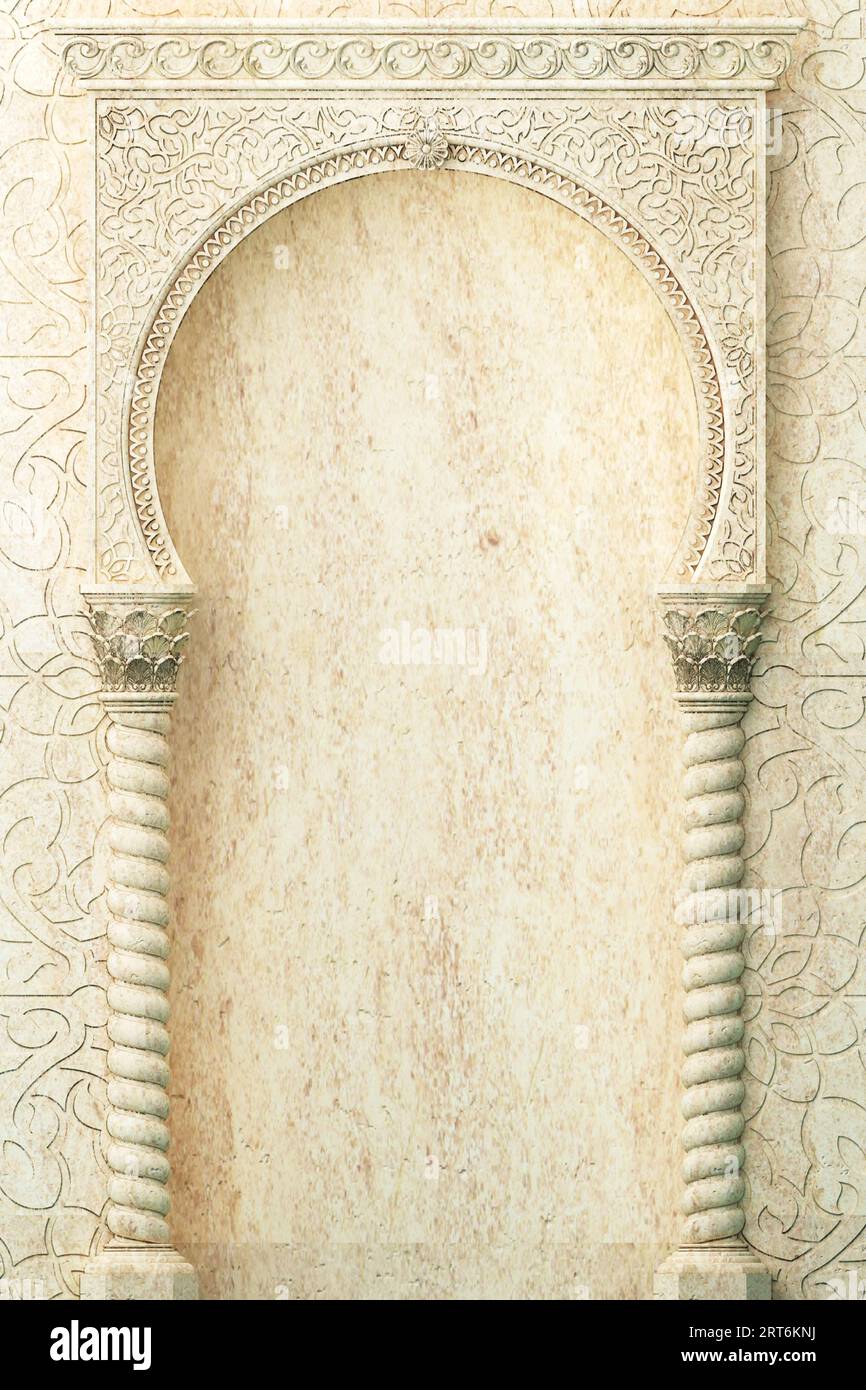 Ornamental carved arch in Indian or Arabic style Stock Photo - Alamy