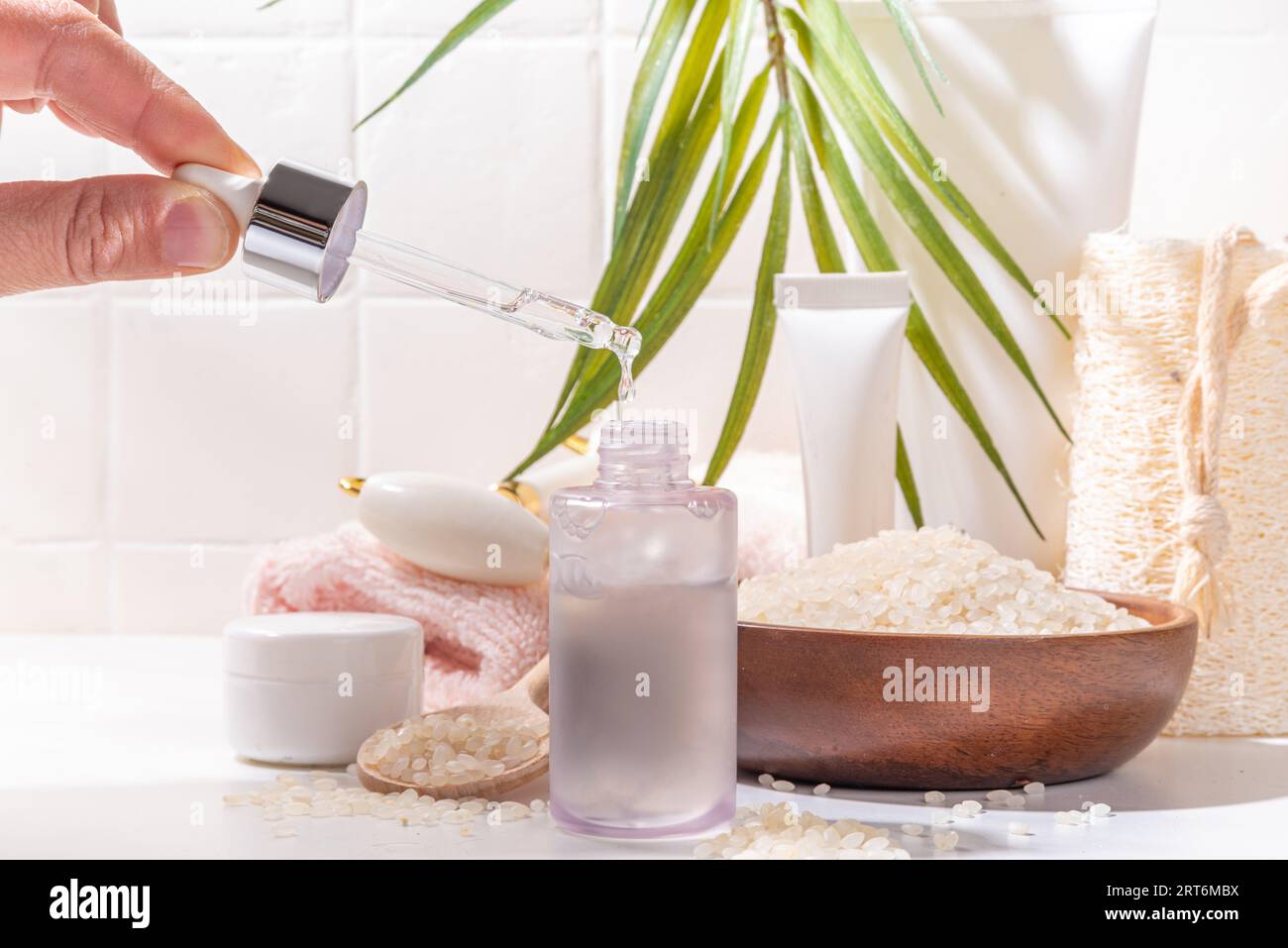 Rice Water Serum. Natural organic rice cosmetics. Fermented beauty care, wellness and spa ...