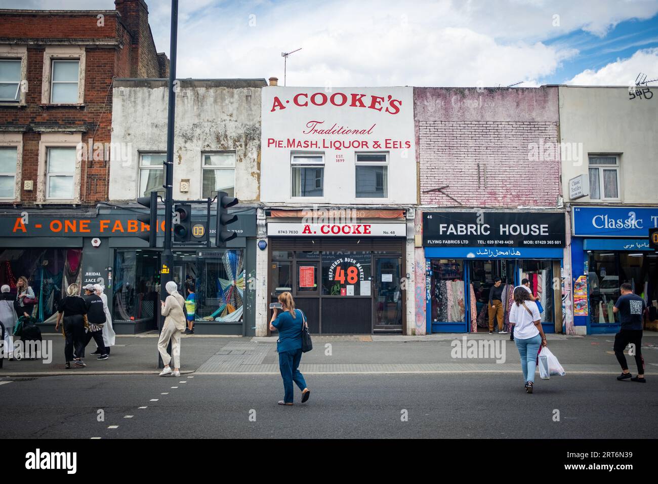 LONDON- AUGUST 7, 2023: Shops on Goldhawk Road on Shepherds Bush , west ...