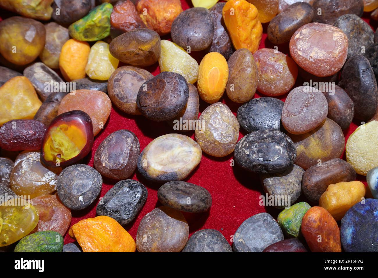 Beeswax stones are stacked together in a handicraft workshop, China ...