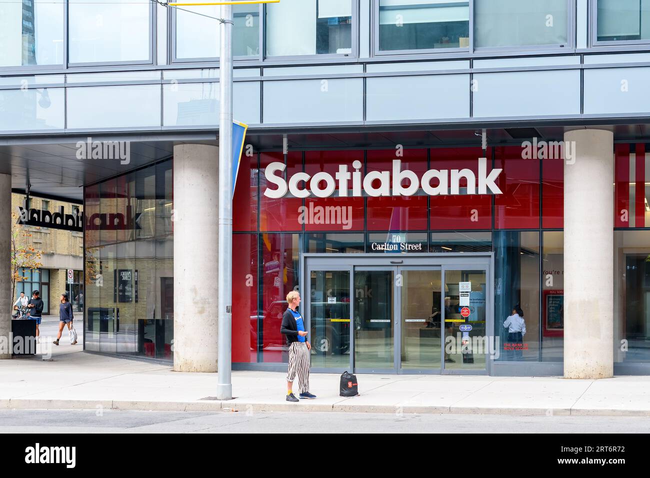 Toronto, Canada, entrance to a Scotiabank building in Carlton St. in ...