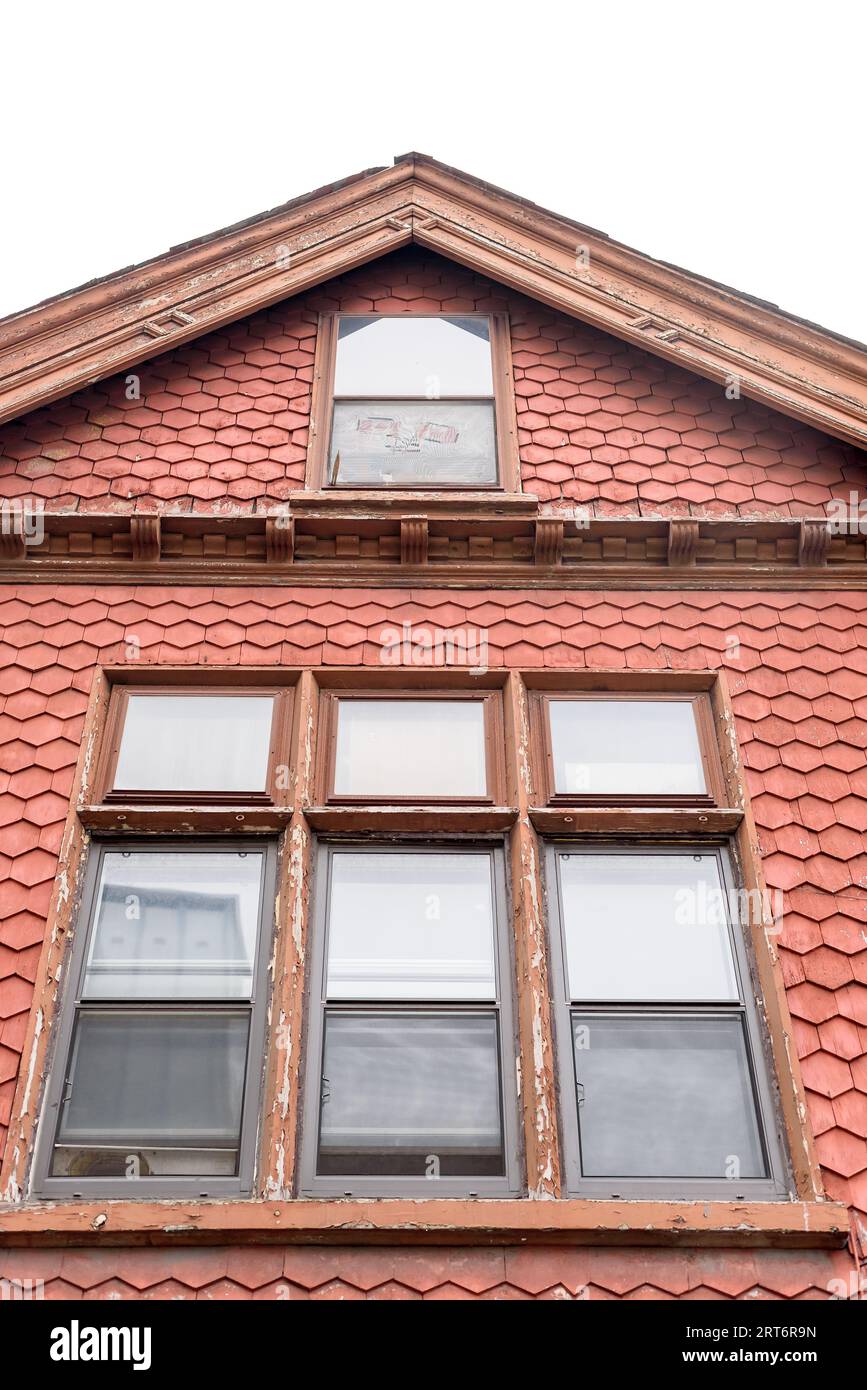 Toronto, Canada, an ancient pattern of wood pieces covering a building ...