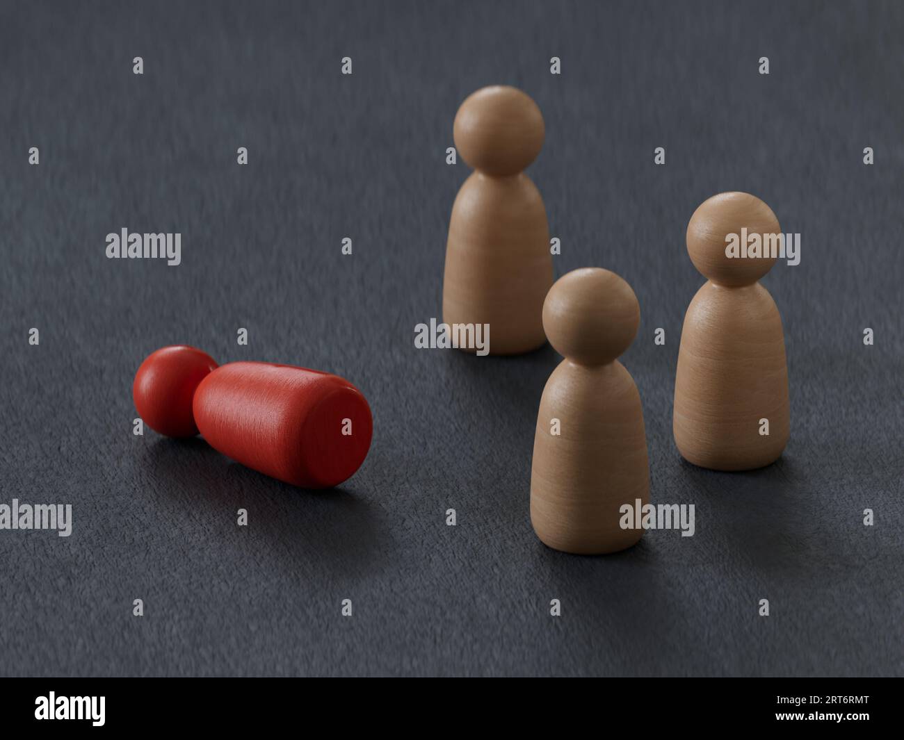 Personal development. Red figure in a crowd. Think different.3D ...