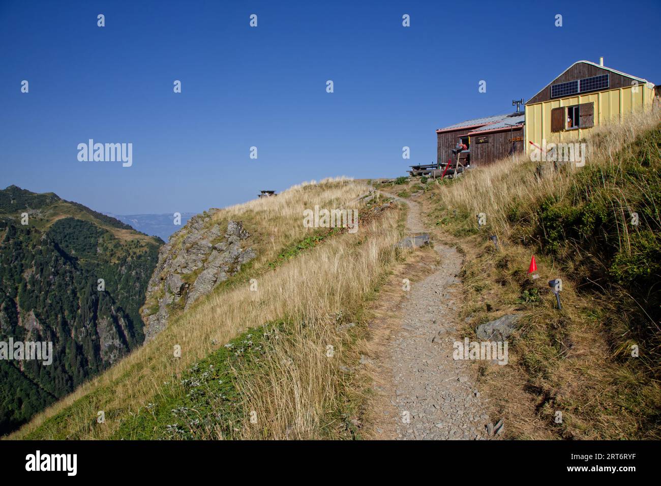 STE-AGNES, FRANCE, August 24, 2023 : Refuge Jean Collet on its rocks is ...