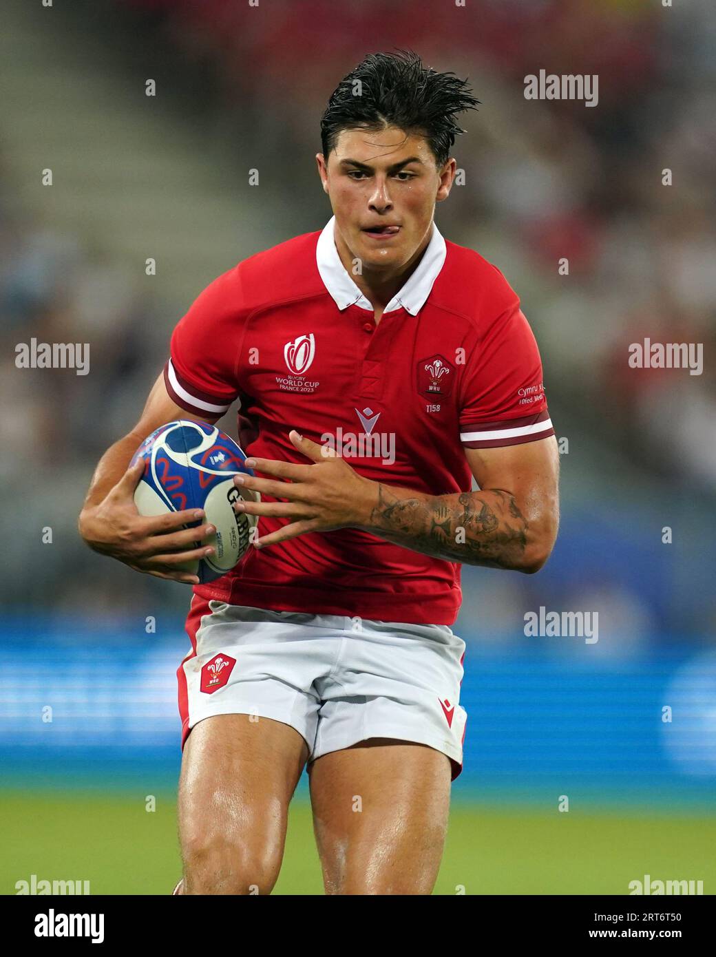 Wales' Louis Rees-Zammit during the 2023 Rugby World Cup Pool C match ...